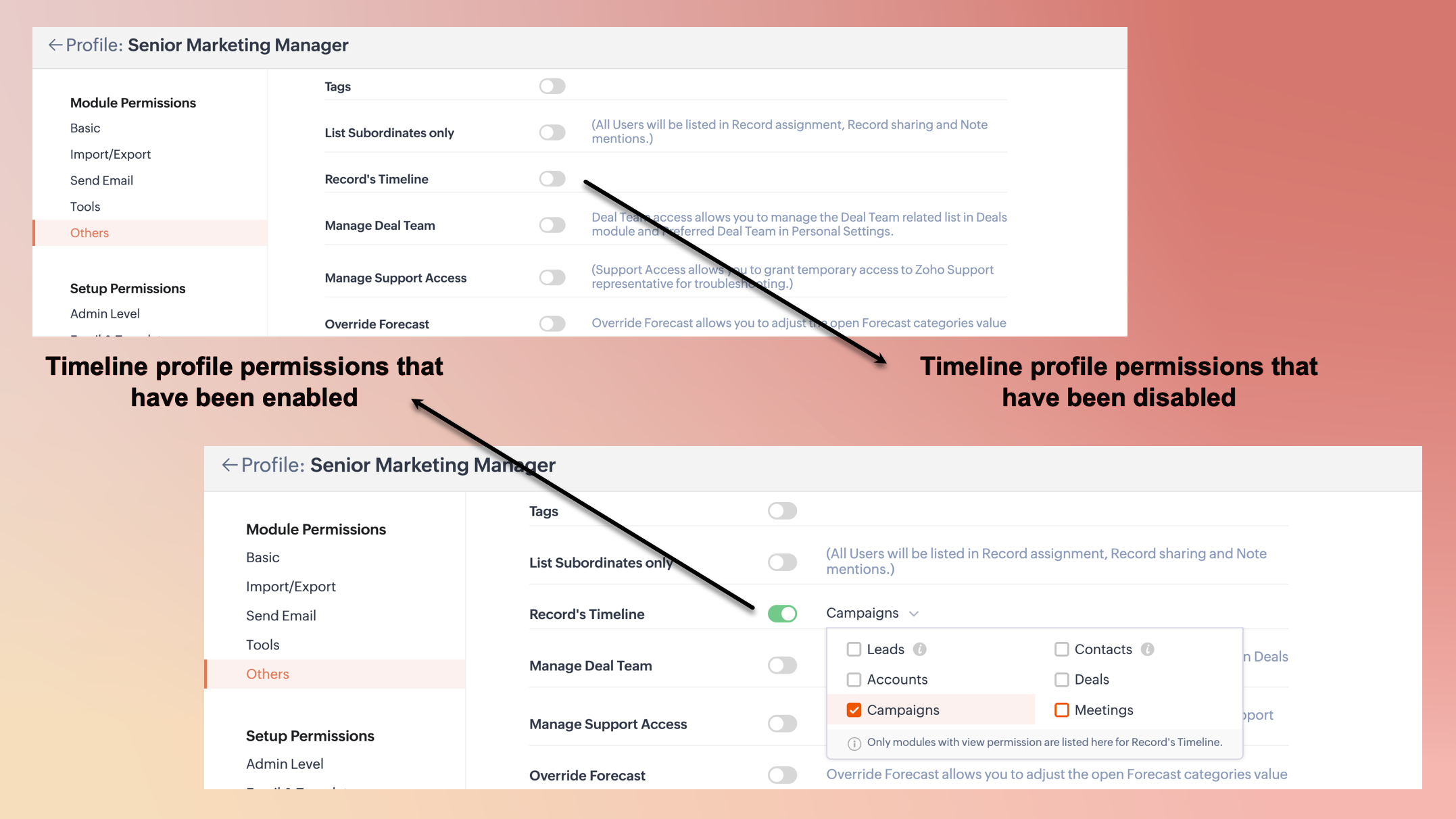 【Zoho CRM】権限機能に関するアップデートのお知らせ：タブごとにデータの履歴へのアクセス制限を設定できるようになりました。
